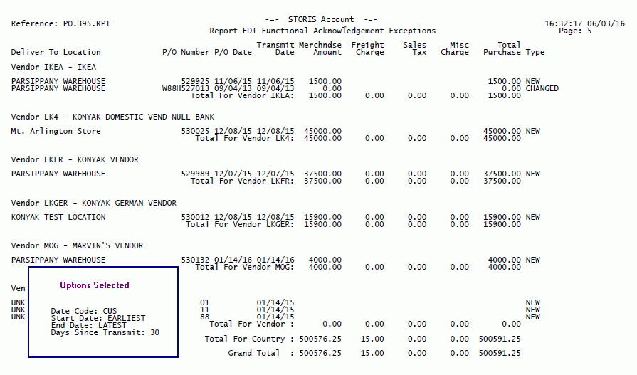 Report EDI Functional Acknowledgement Exceptions Sample