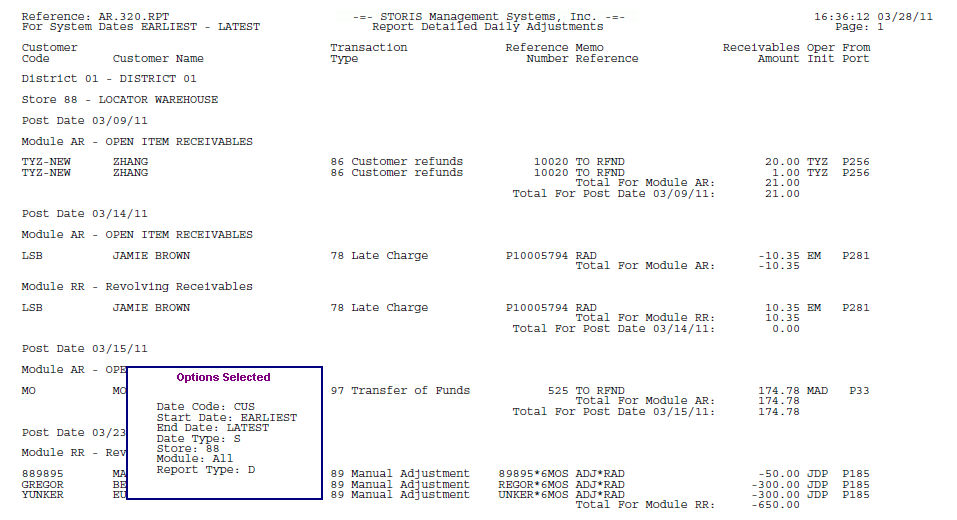 Report Detailed Daily Adjustments Sample